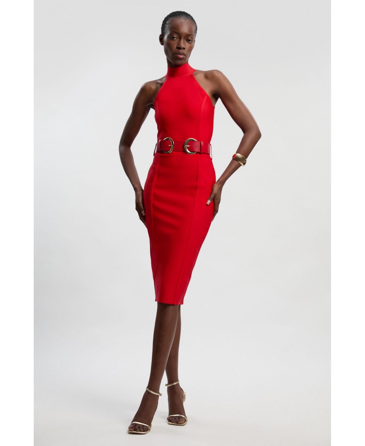 Click here for Karen Millen Womens Bandage High Neck Buckle Trim... prices