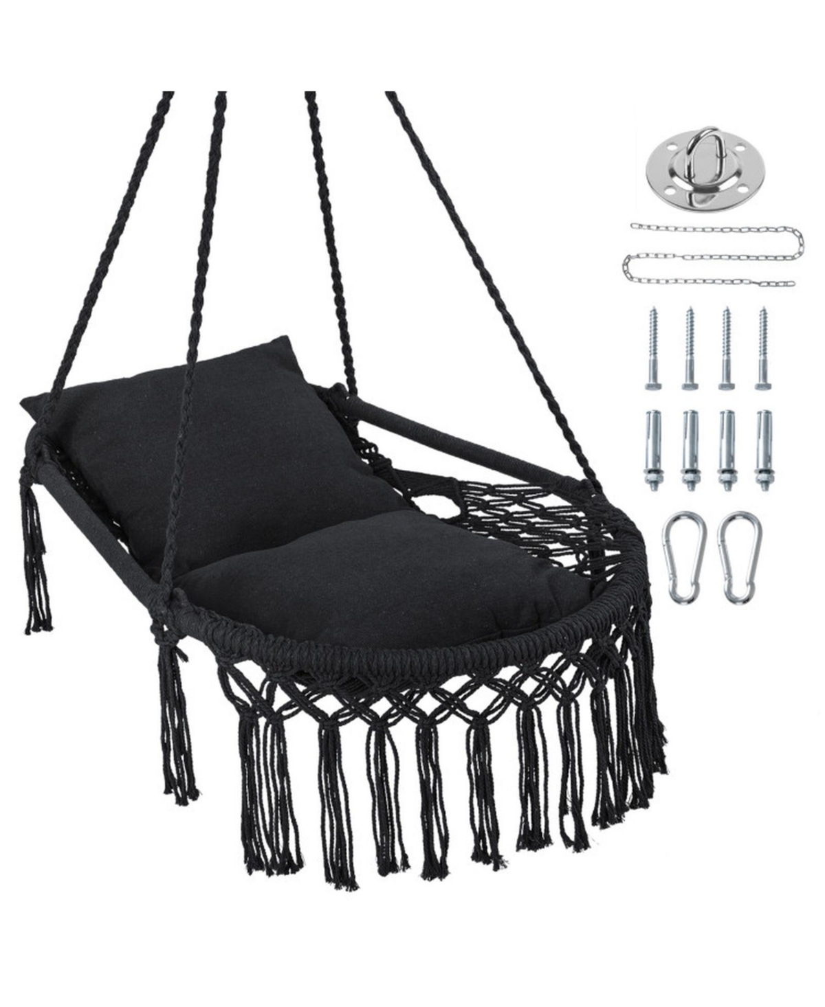 Click here for Sugift Macrame Hanging Swing Chair with Two Remova... prices