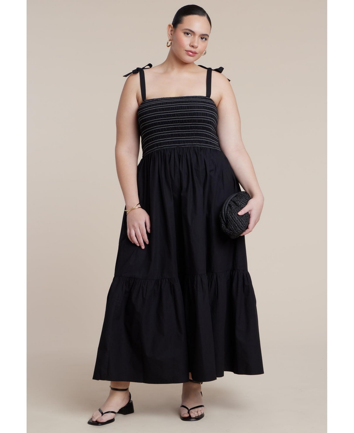Click here for Eloquii Womens Plus Size Smocked Bodice Maxi Dress... prices