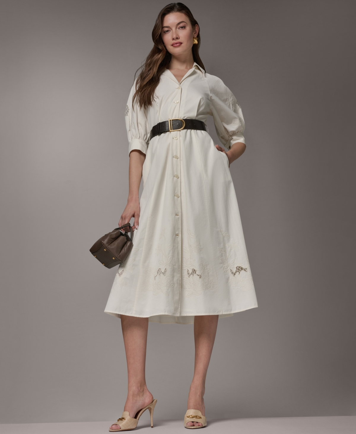Click here for Donna Karan New York Womens Collared Shirt Midi Dr... prices