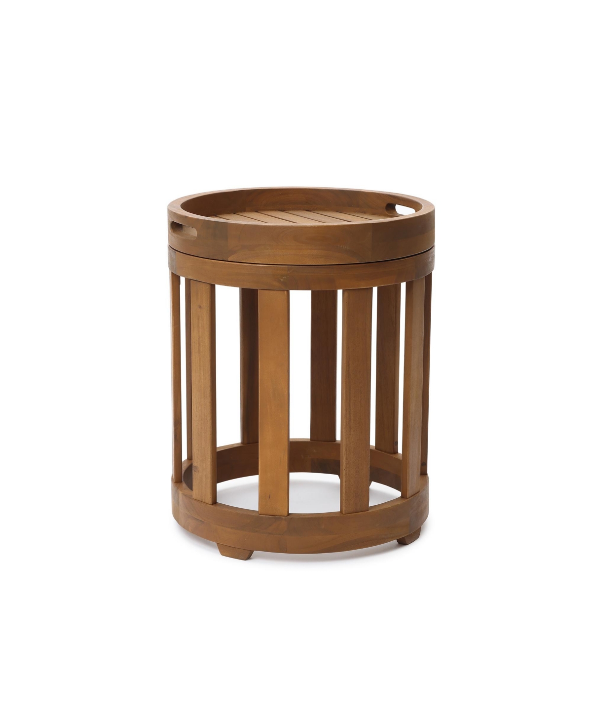 Click here for LuxenHome Acacia Outdoor Drum Side Table  Round Pa... prices