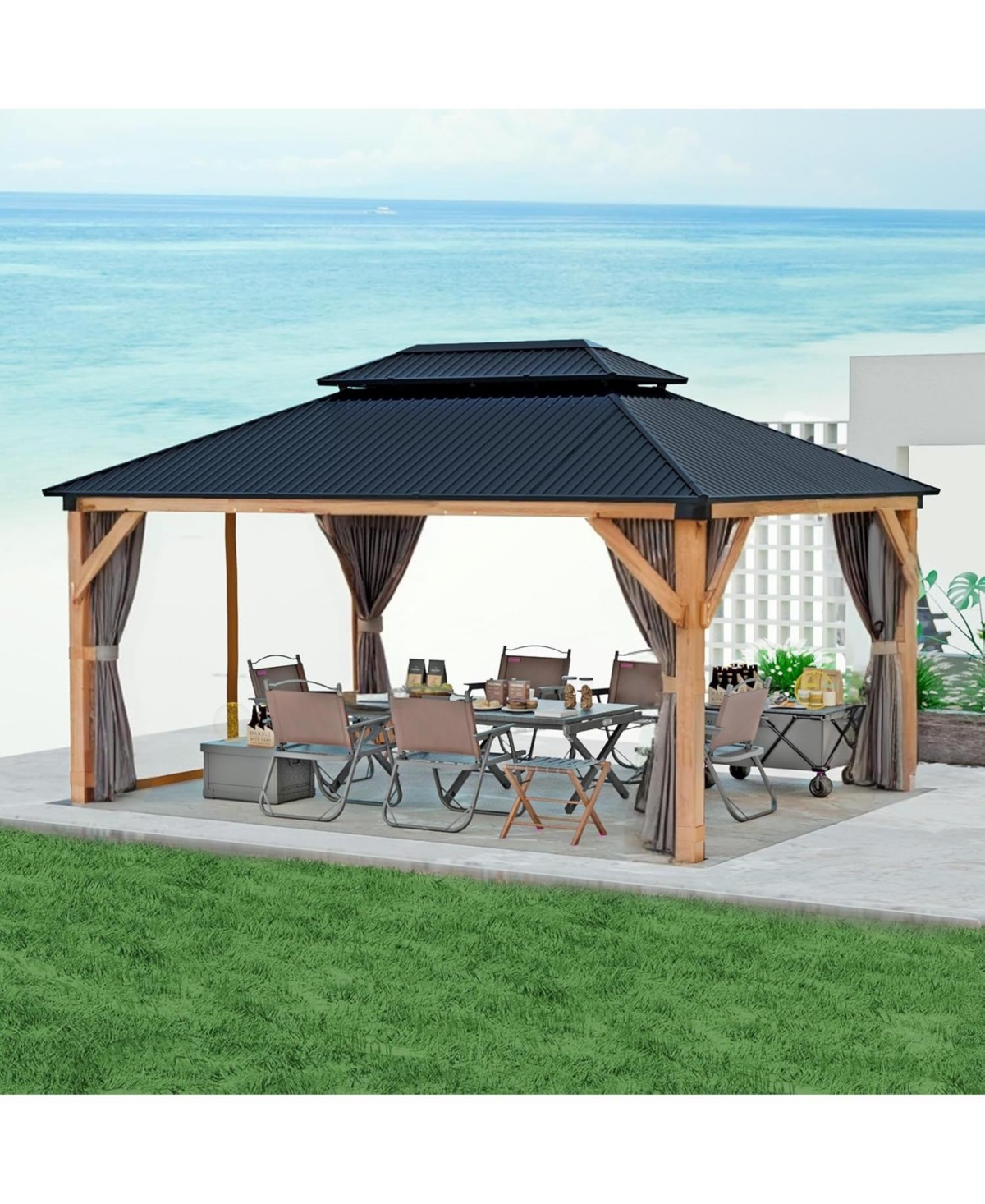Click here for gaomon Hardtop Wood Gazebo 10ft x 12ft for All Wea... prices