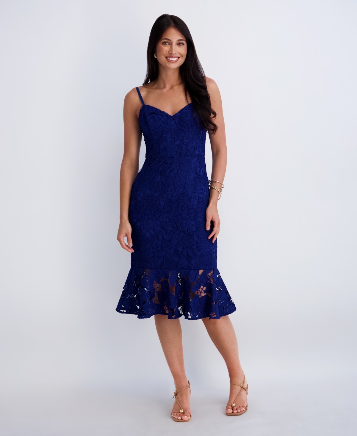 Click here for Siena Womens Lace Flounce Sweetheart Neck Dress -... prices