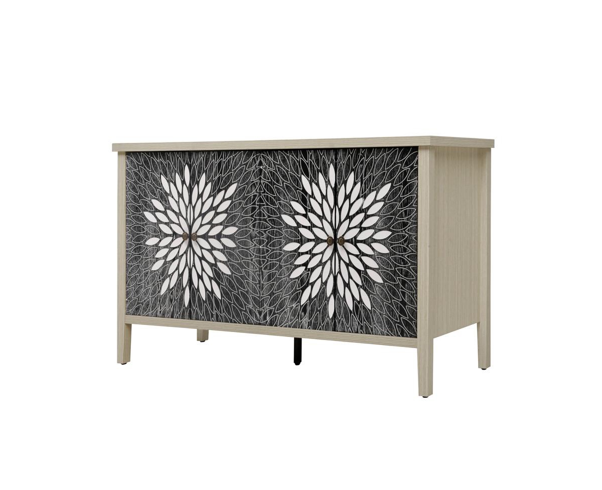 Click here for sumyeg 4-Door Carved Storage Cabinet with Adjustab... prices