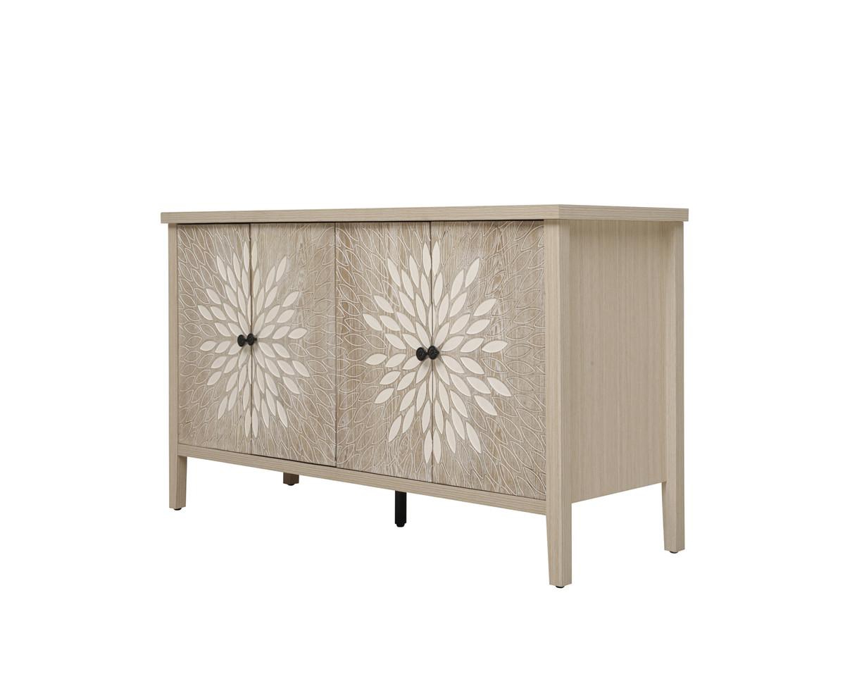 Click here for sumyeg 4-Door Carved Storage Cabinet with Adjustab... prices