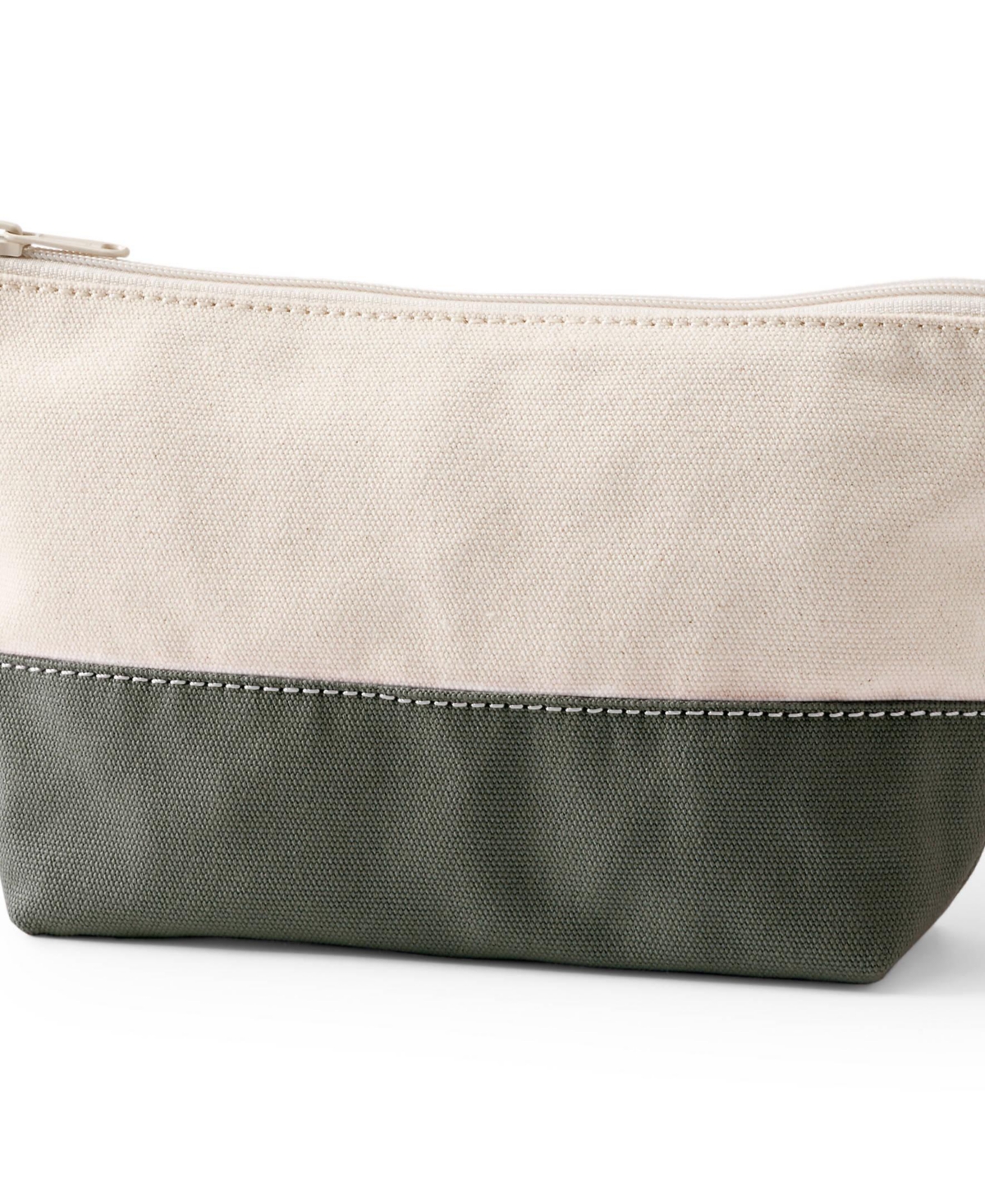 Click here for Lands End Zipper Canvas Pouch - Natural/dark olive... prices