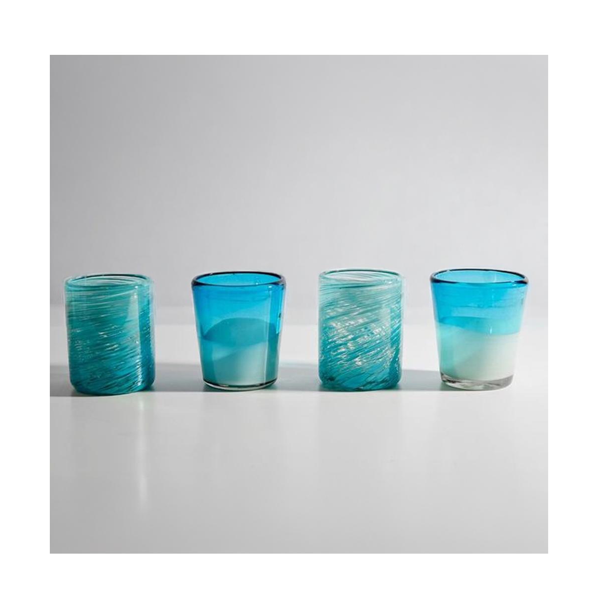 Click here for Verve Culture Handblown Glasses - Set of 4 - Turqu... prices