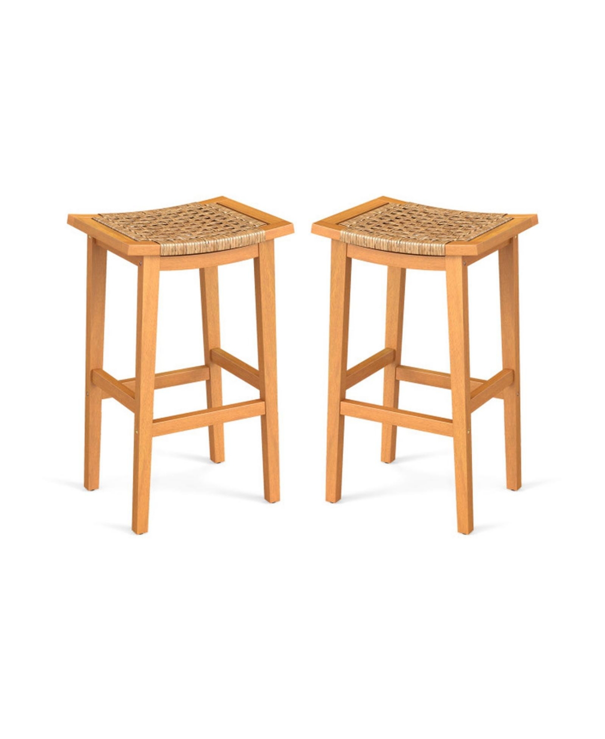Click here for Sugift Acacia Wood Outdoor Bar Stools Set of 2 wit... prices