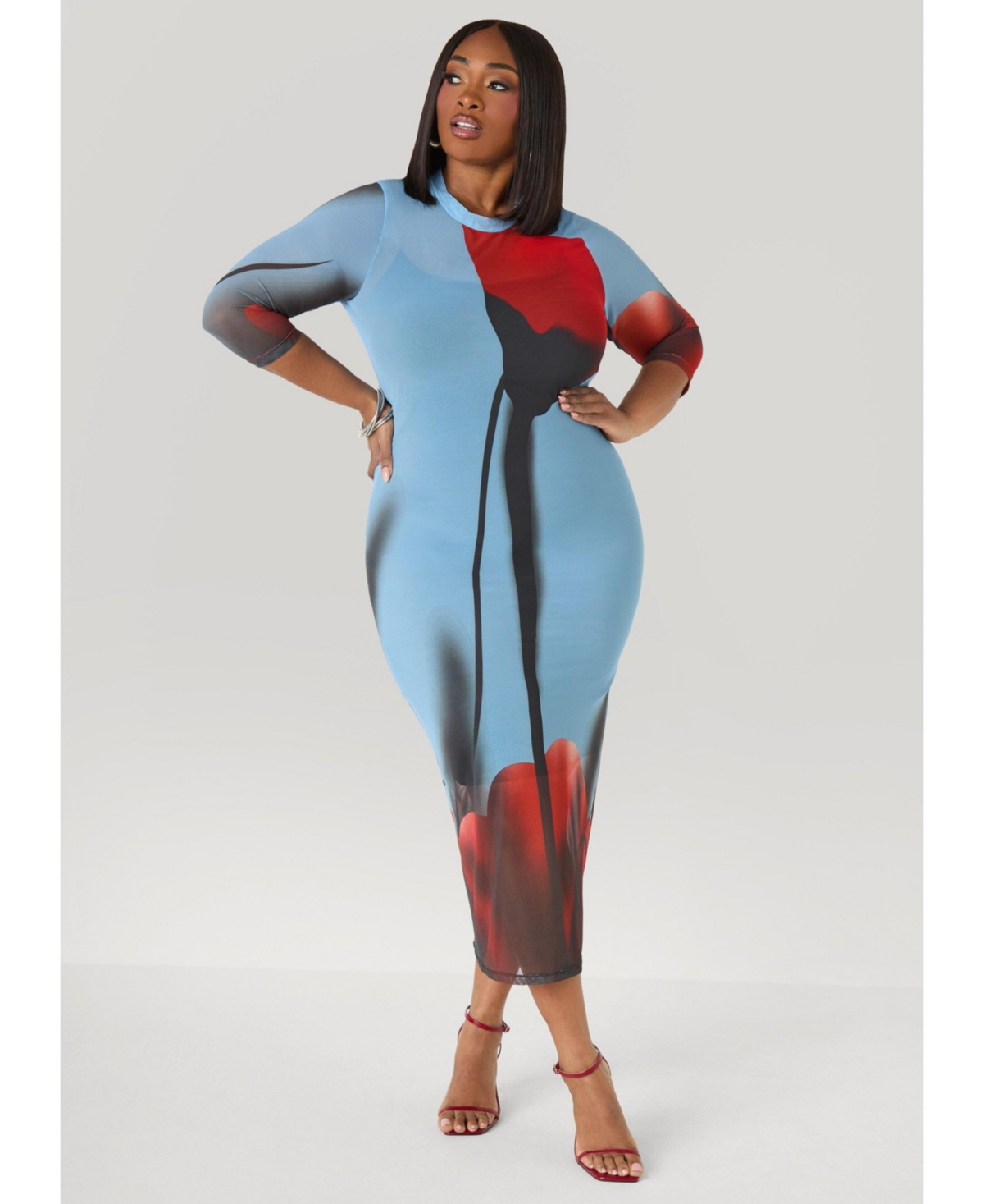 Click here for Ashley Stewart Womens Floral Print Mesh Midaxi Dre... prices