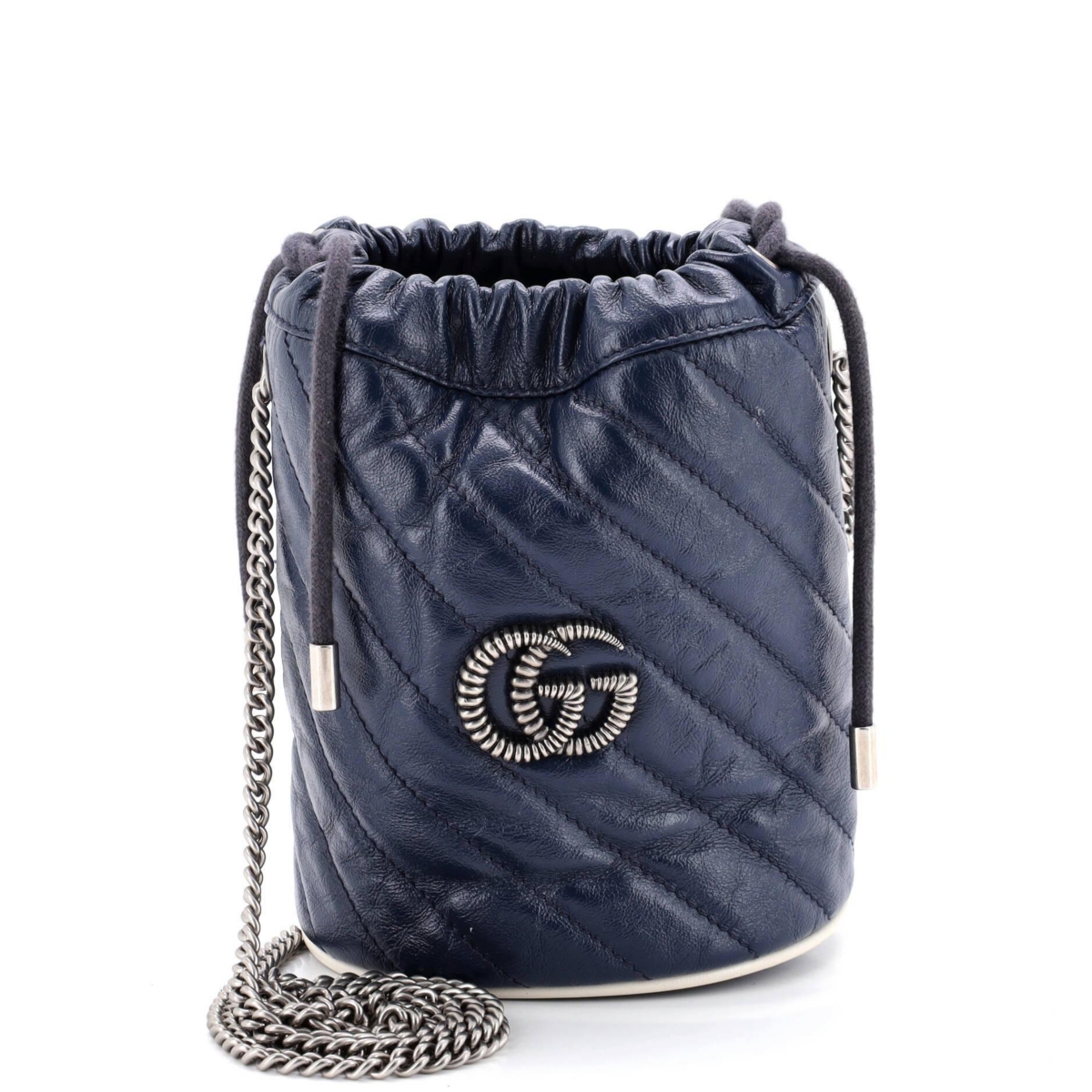 Click here for Pre-Owned Gucci Mini Gg Marmont Bucket Bag Diagona... prices