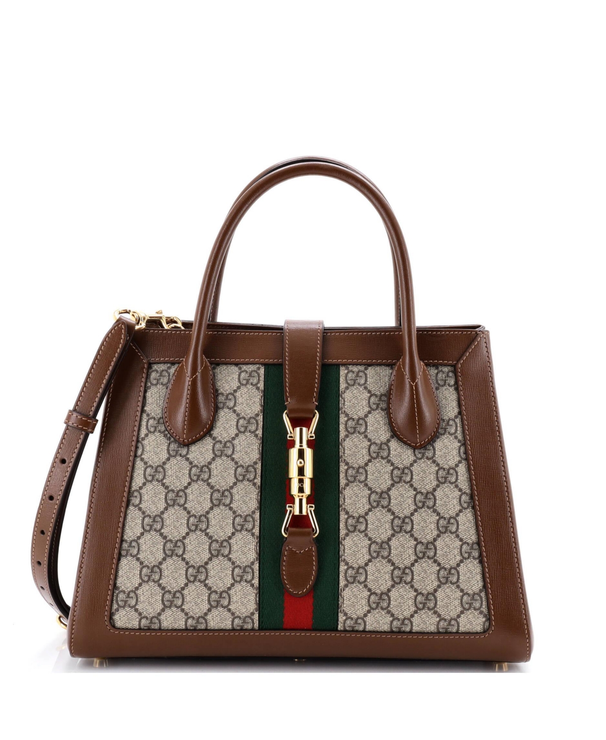 Click here for Pre-Owned Gucci Medium Jackie 1961 Web Tote Gg Can... prices