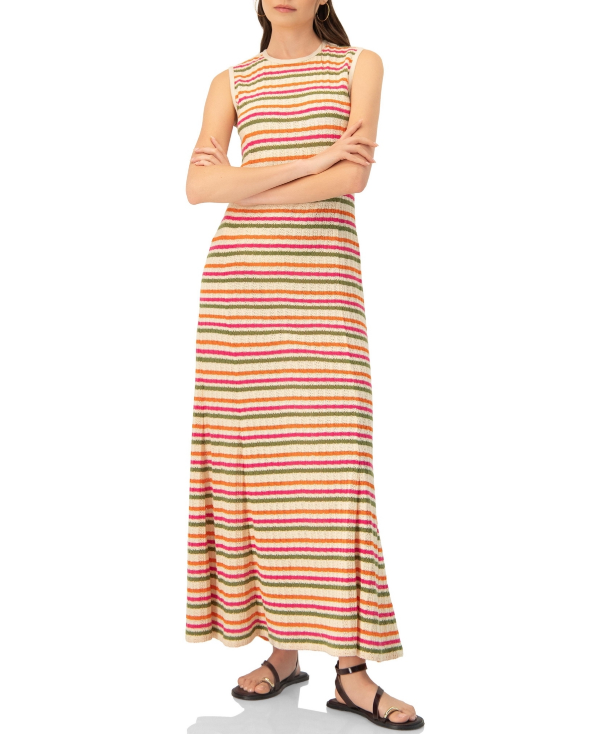 Click here for Ivonne Womens Sleeveless Striped Knit Maxi Dress -... prices