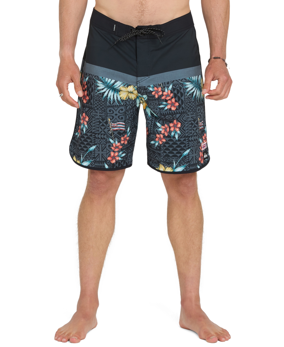Click here for Quiksilver Mens Floral Print Swim Shorts - Black/G... prices