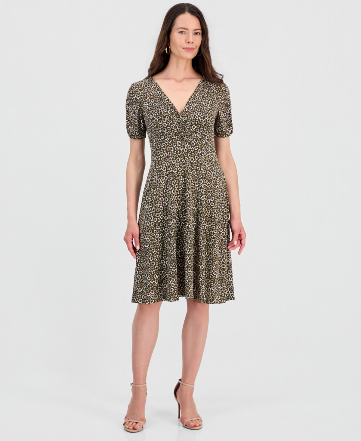Click here for Connected Womens Printed Short-Sleeve A-Line Dress... prices
