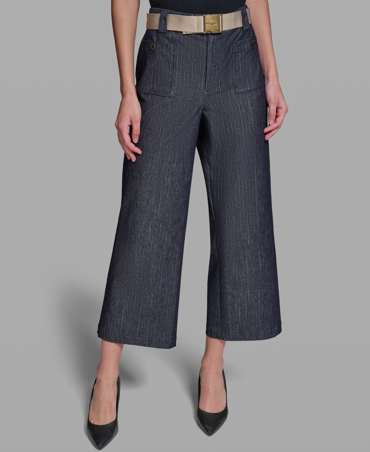 Click here for Karl Lagerfeld Paris Womens Pinstripe Mid-Rise Bel... prices