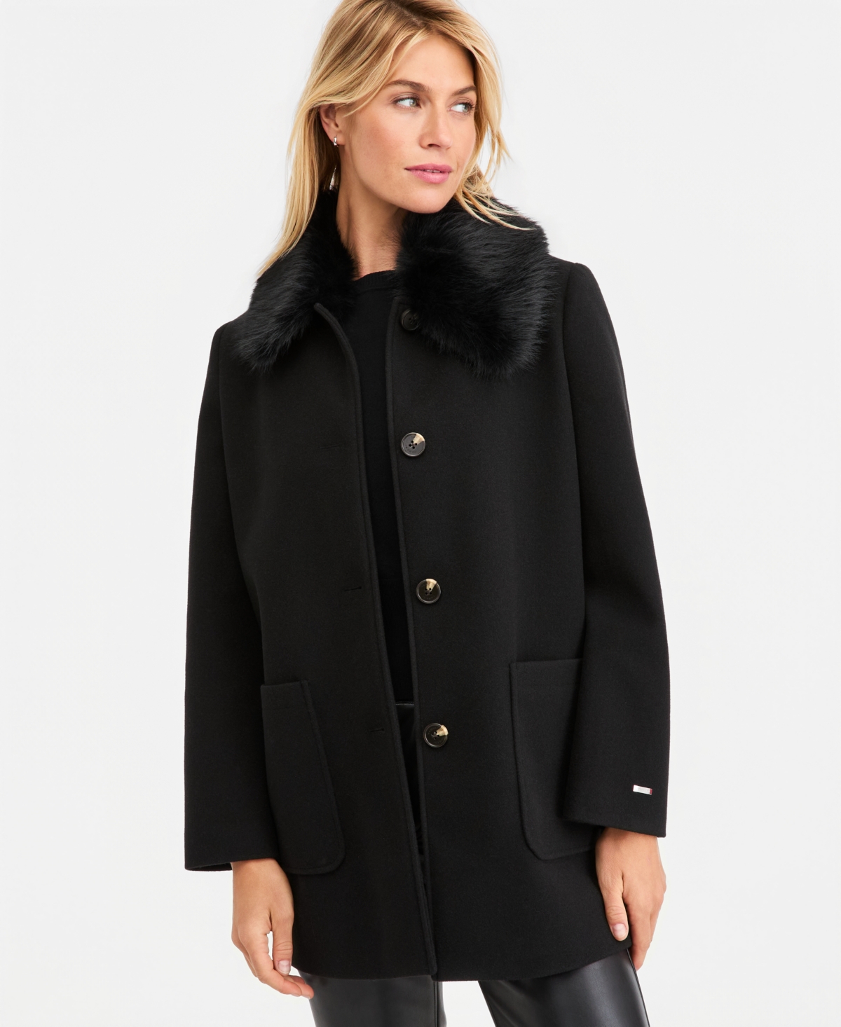 Click here for Tahari Womens Faux-Fur-Collar Car Coat  Created fo... prices