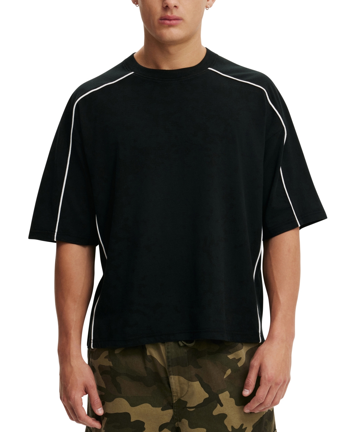 Click here for Cotton On Mens Cropped Modern-Fit T-Shirt - Black prices