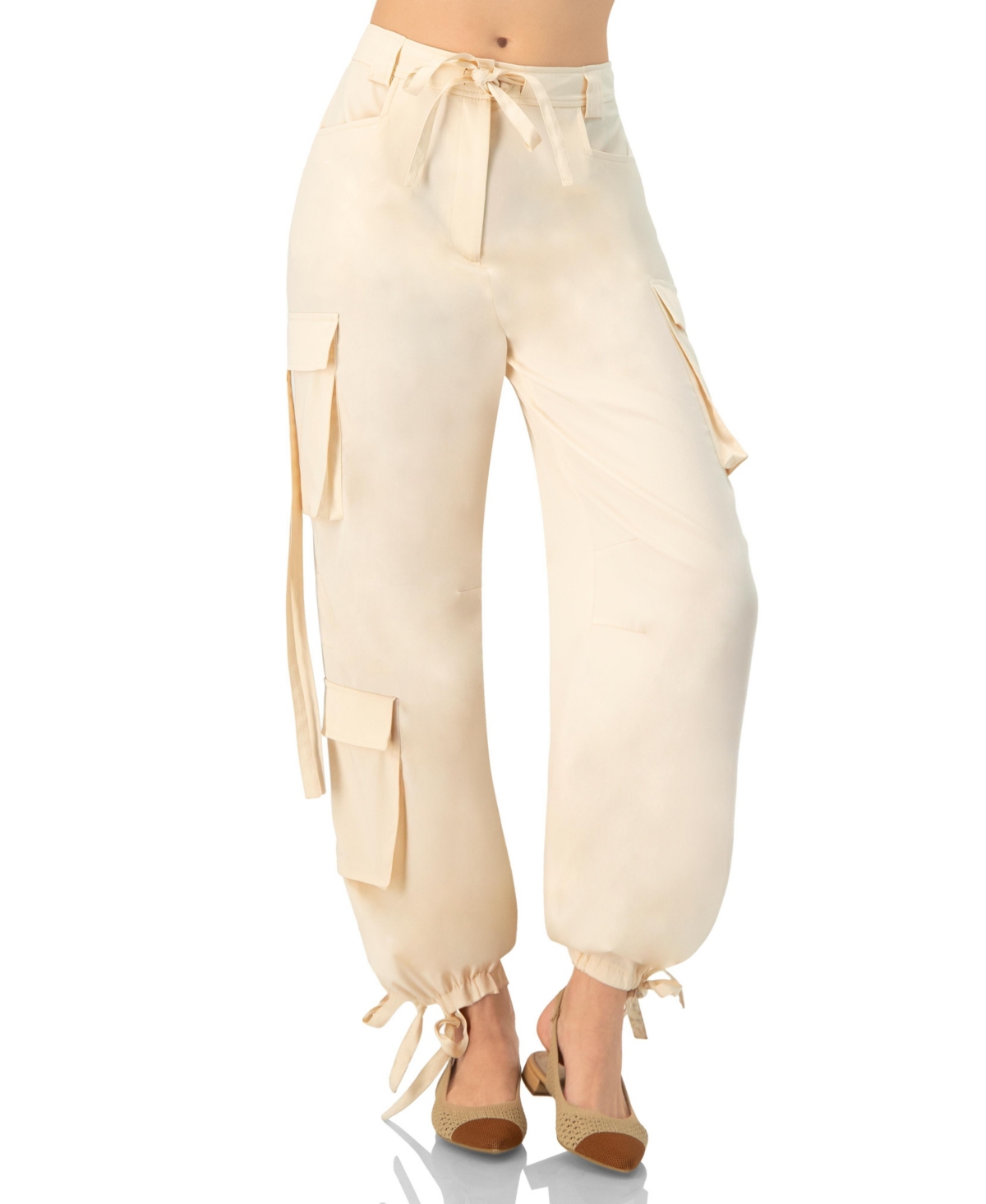 Click here for Ivonne Womens Solid Cargo Pants with Straps - Sand prices