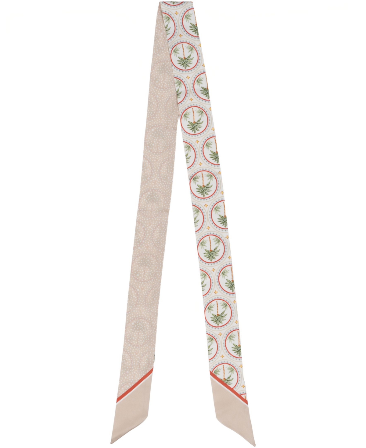 Click here for Bespoke Fashion Palm-Print Ribbon Scarf - Taupe prices