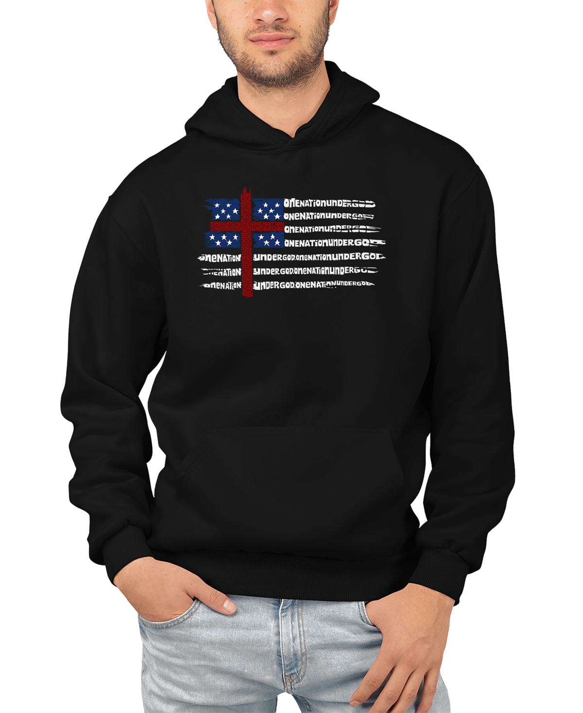 Click here for La Pop Art Mens One Nation Flag Word Art Hooded Sw... prices