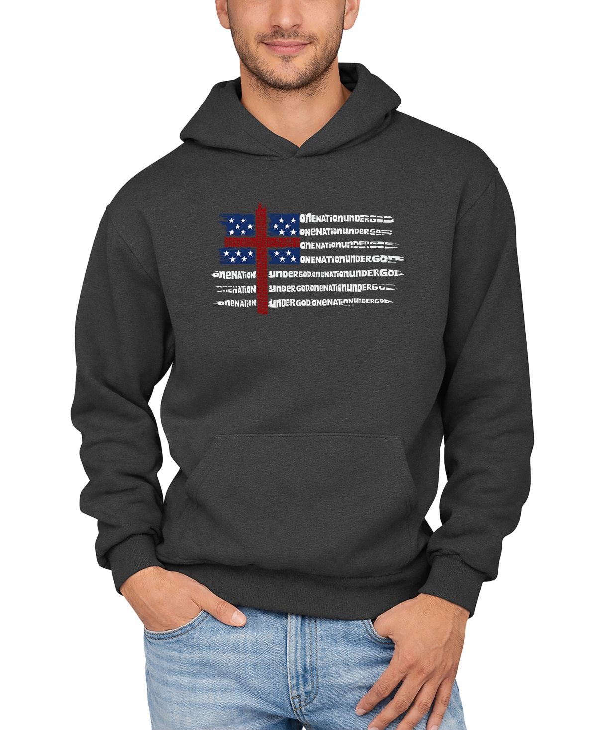 Click here for La Pop Art Mens One Nation Flag Word Art Hooded Sw... prices