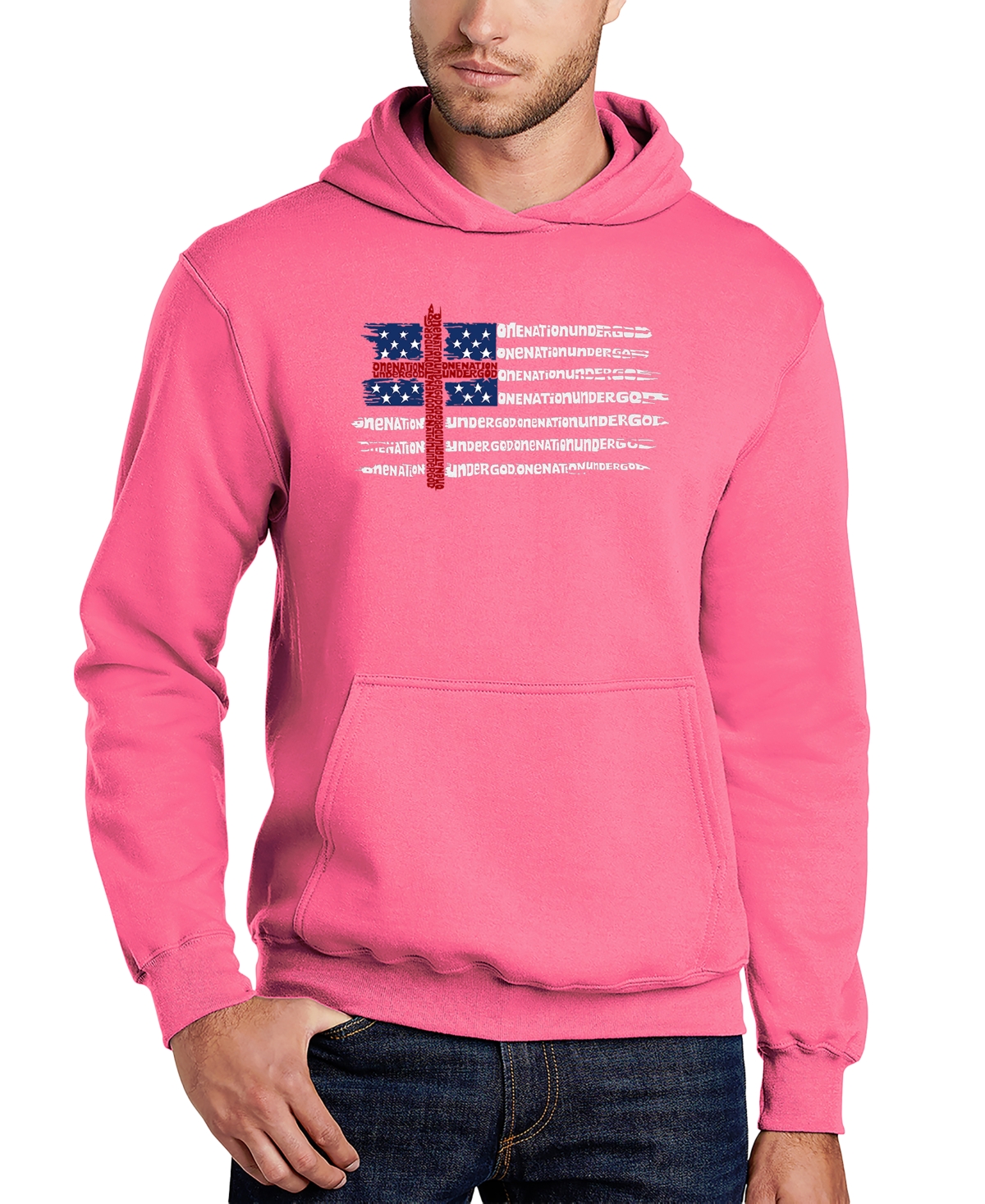 Click here for La Pop Art Mens One Nation Flag Word Art Hooded Sw... prices