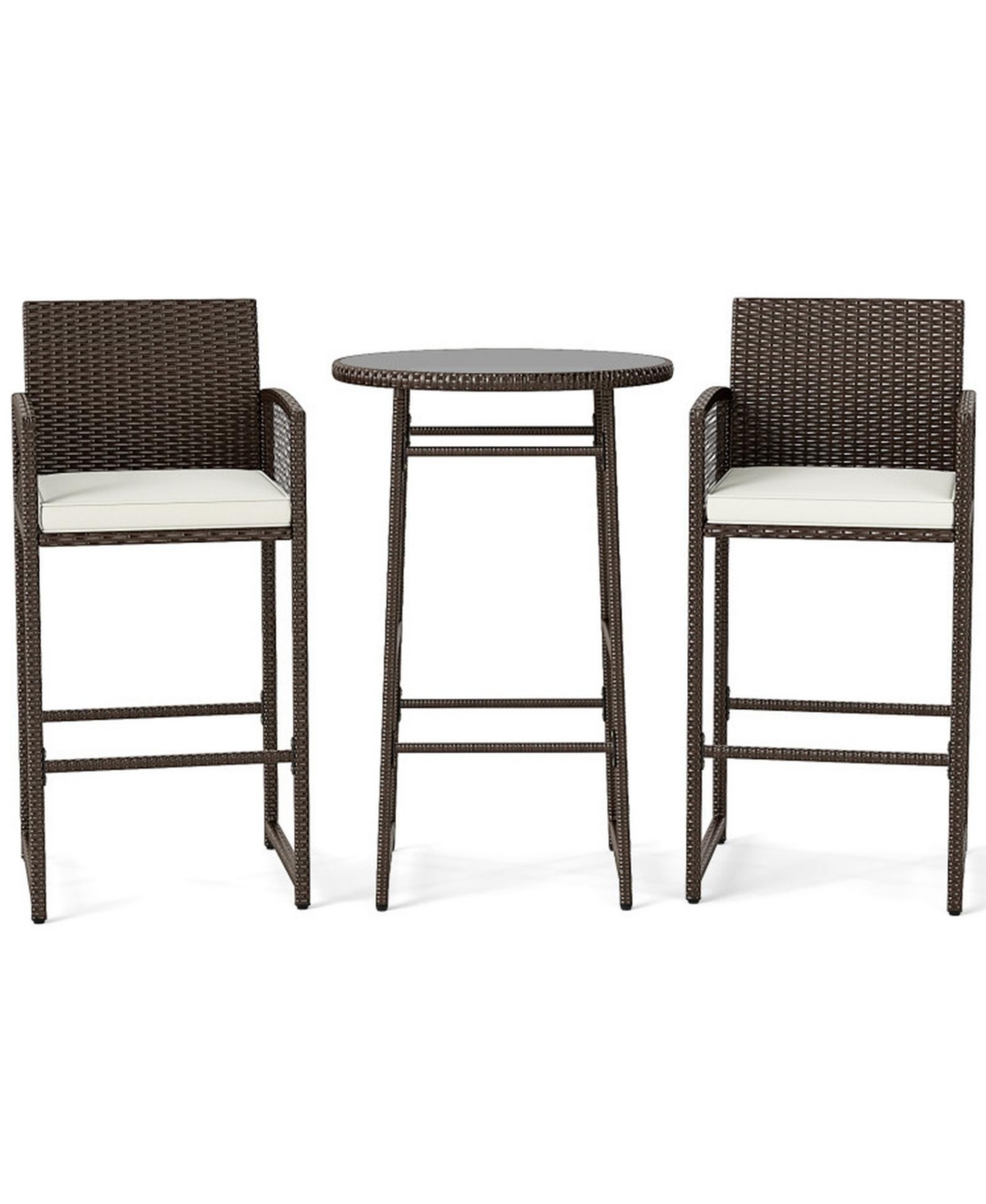 Click here for Gouun 3 Piece Outdoor Patio Bar Set with Pe Wicker... prices