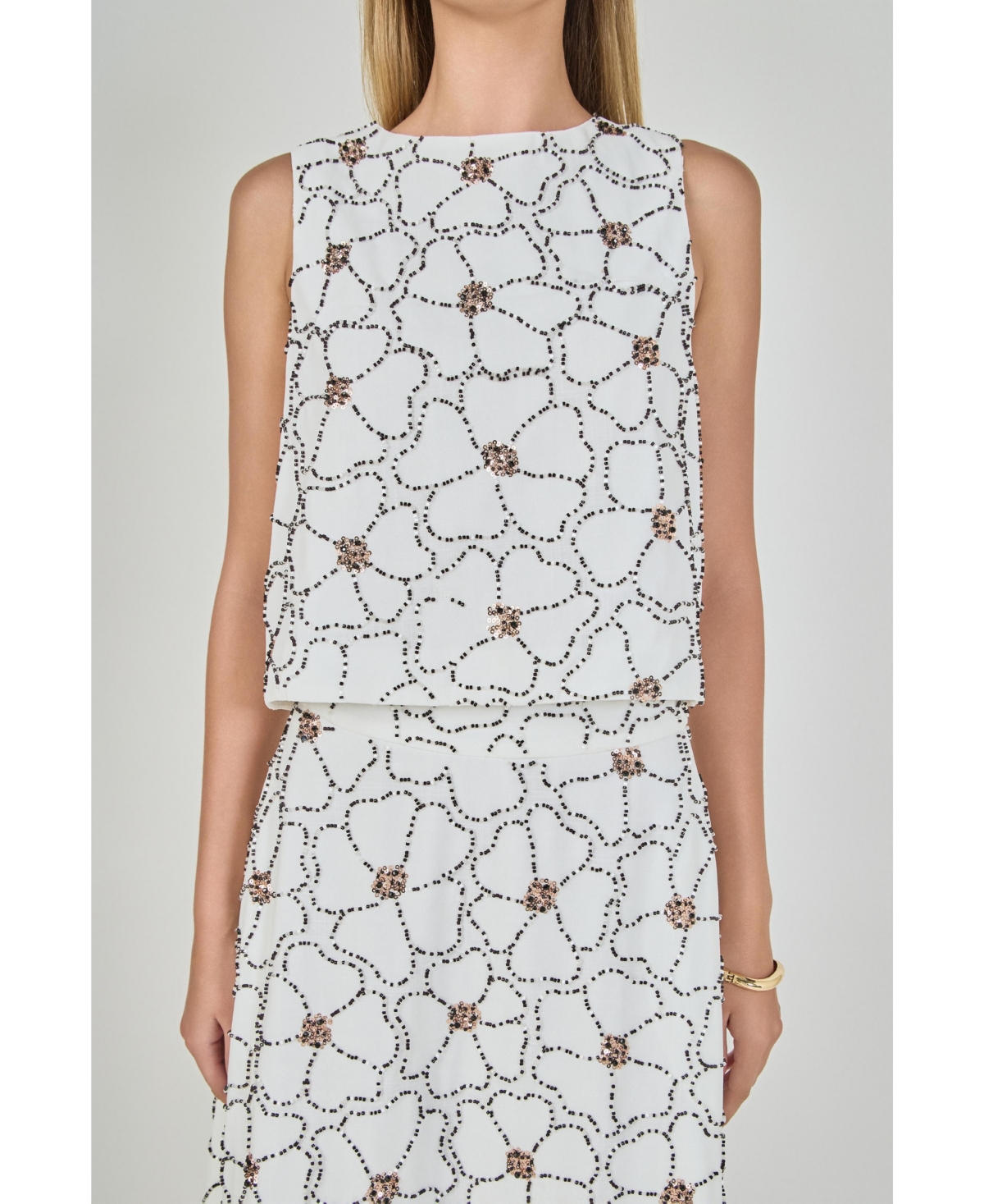 Click here for endless rose Womens Floral beaded Sleeveless top -... prices