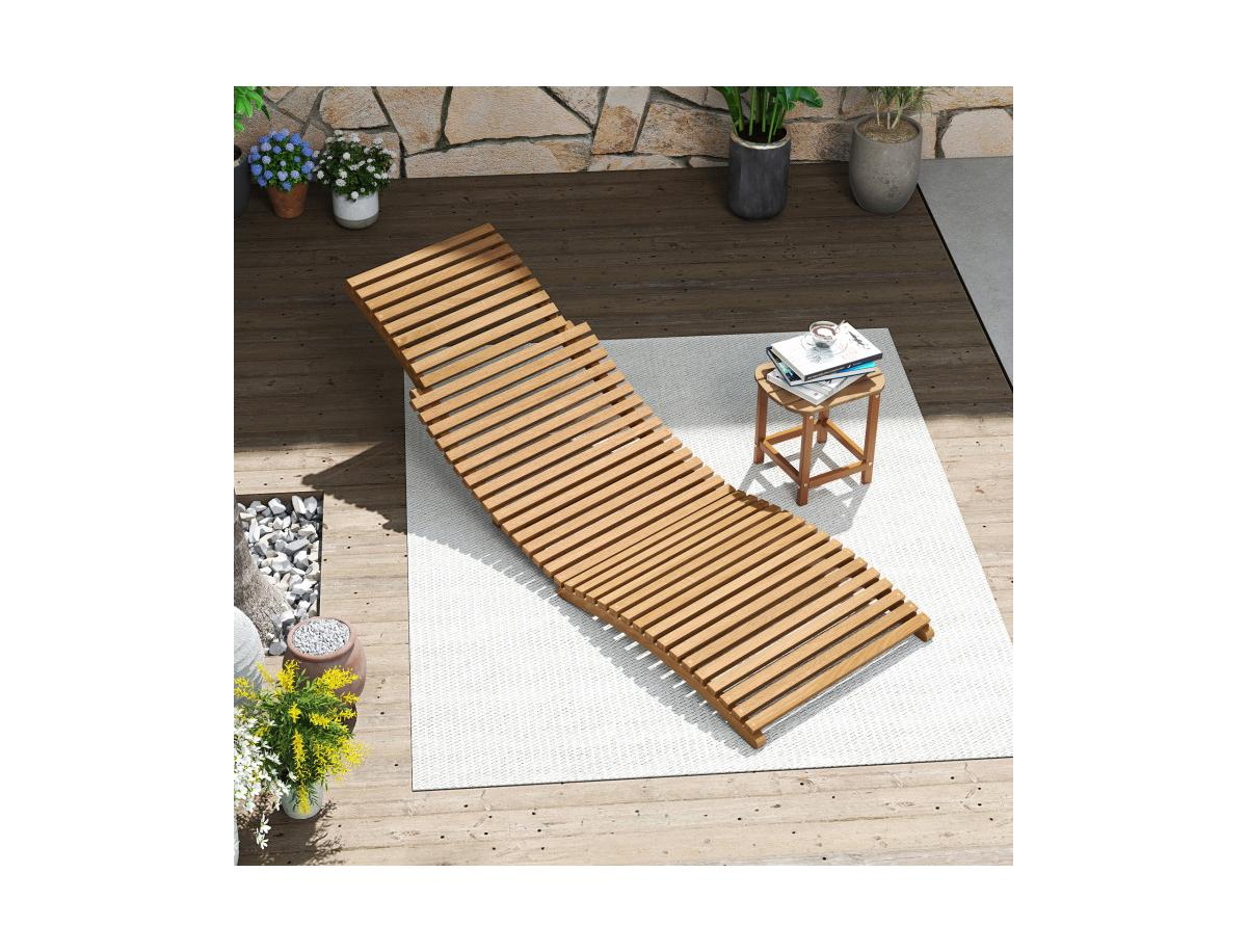 Click here for Boyel Living Teak Wood Patio Folding Chaise Lounge... prices