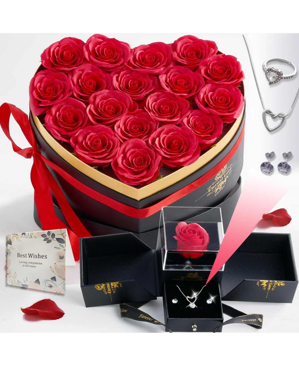 Click here for Gnuadz Forever Flowers Box Preserved Roses Jewelry... prices