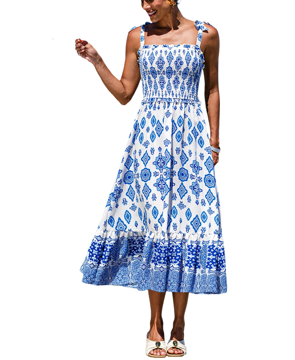 Click here for Cupshe Womens V-Neck Pull-On Occasion Dress - Whit... prices