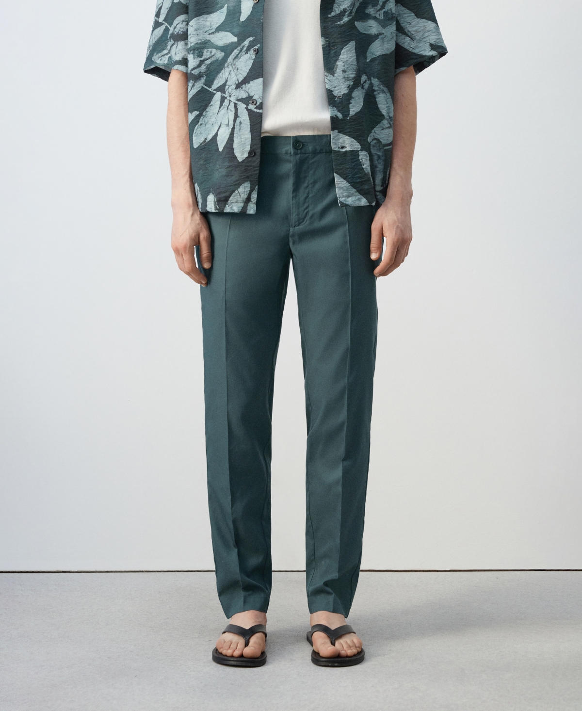 Click here for Mango Mens Regular-Fit Lyocell Pants - Forest Gree... prices