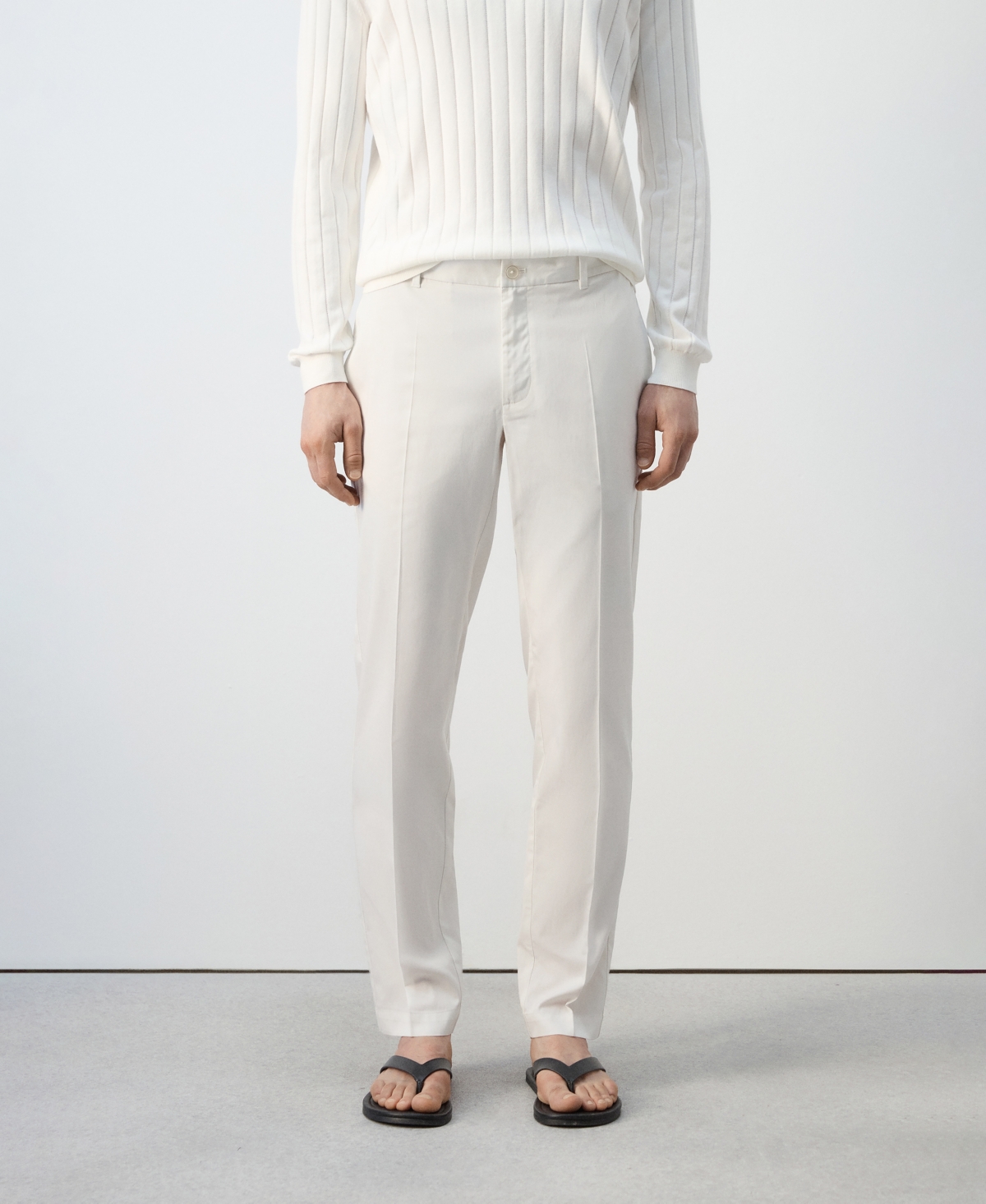Click here for Mango Mens Regular-Fit Lyocell Pants - Off White prices