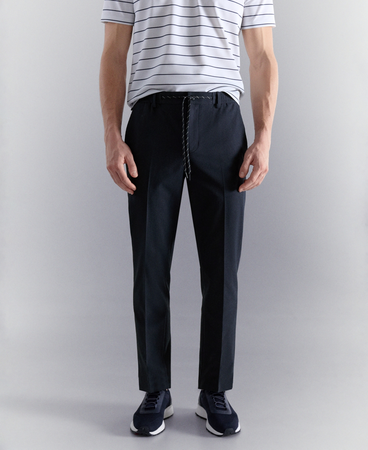 Click here for Mango Mens Stretch-Fabric Slim-Fit Pants - Navy prices