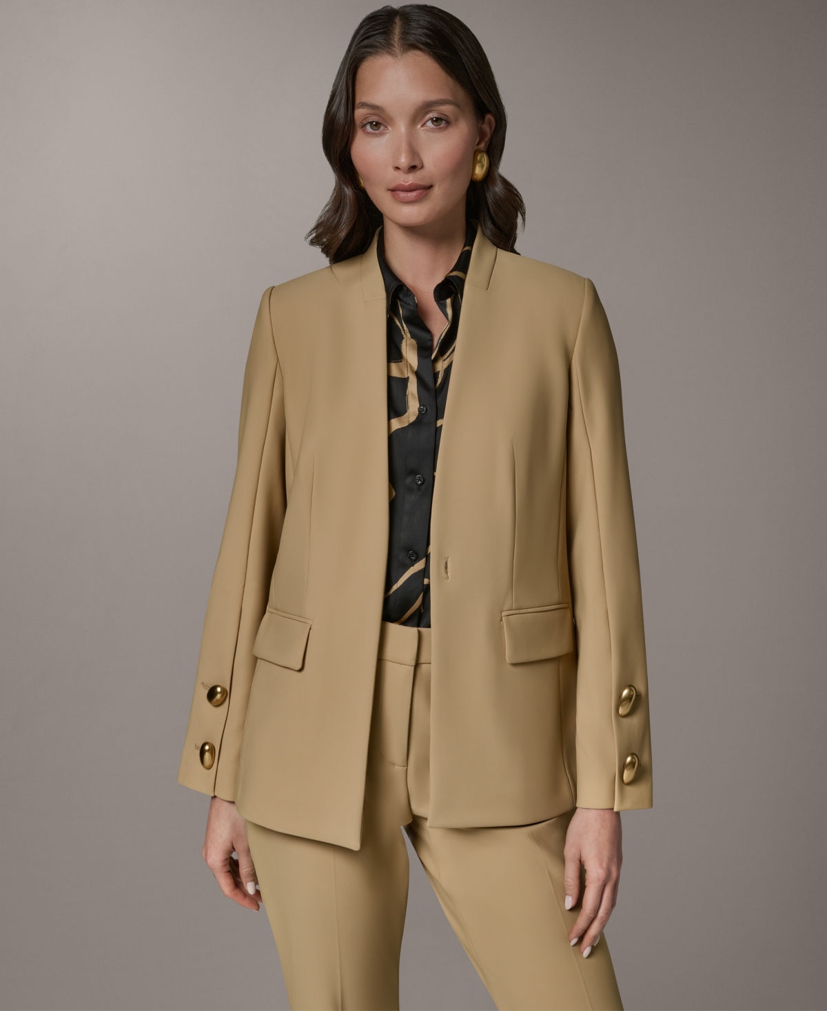 Click here for Donna Karan New York Petite Collarless Buttoned Cu... prices