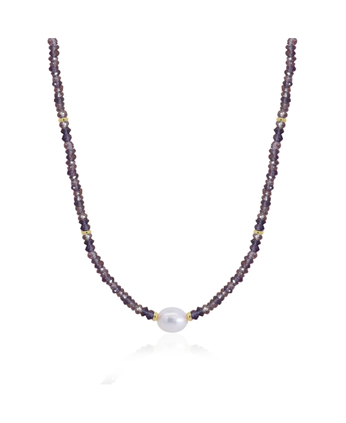 Click here for The Lovery Iolite Bead Pearl Necklace - Dark Blue prices