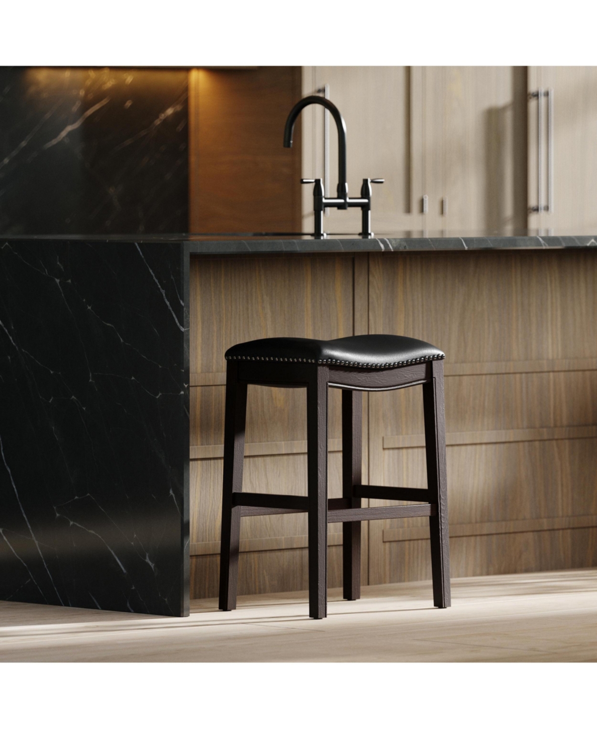 Click here for Flynama Bar Height Wood Bar Stool with Faux Leathe... prices