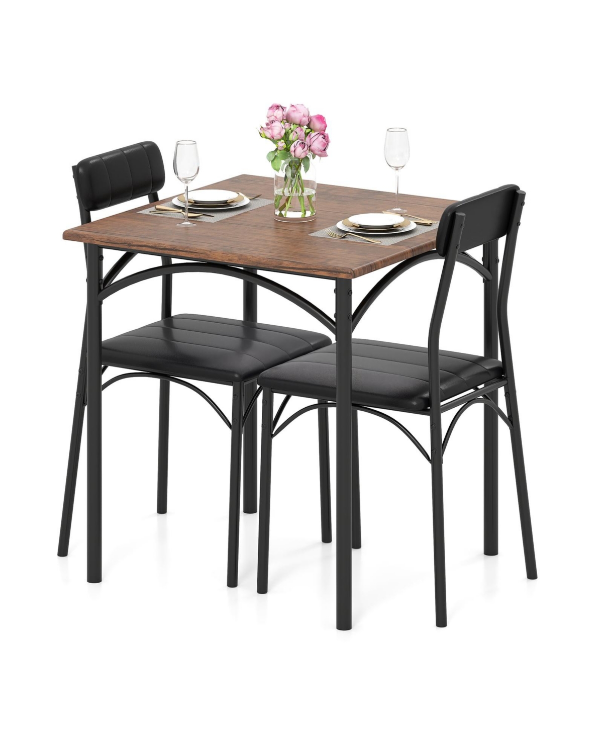 Click here for Slickblue 3 Piece Dining Set Square Table with 2 C... prices
