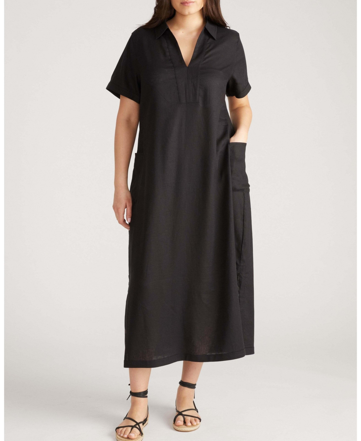 Click here for Universal Standard Plus Size Padma Polo Neck Linen... prices