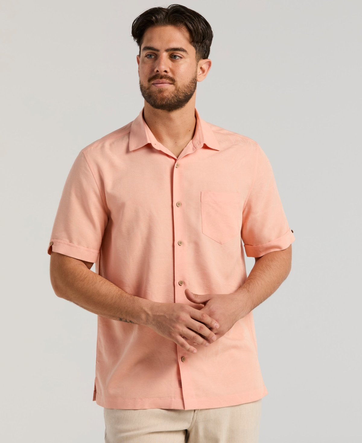 Click here for Cubavera Mens Palm Print Short-Sleeve Button-Down... prices