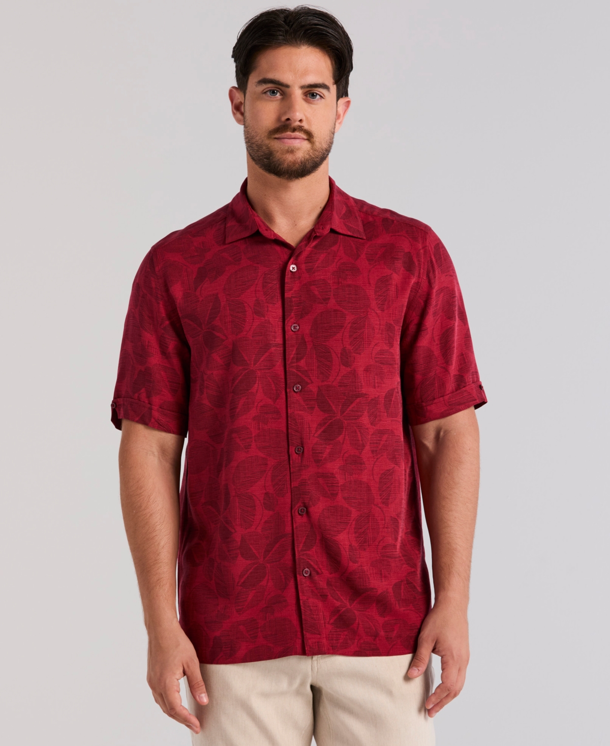 Click here for Cubavera Mens Tonal Floral Print Shirt - Karanda R... prices