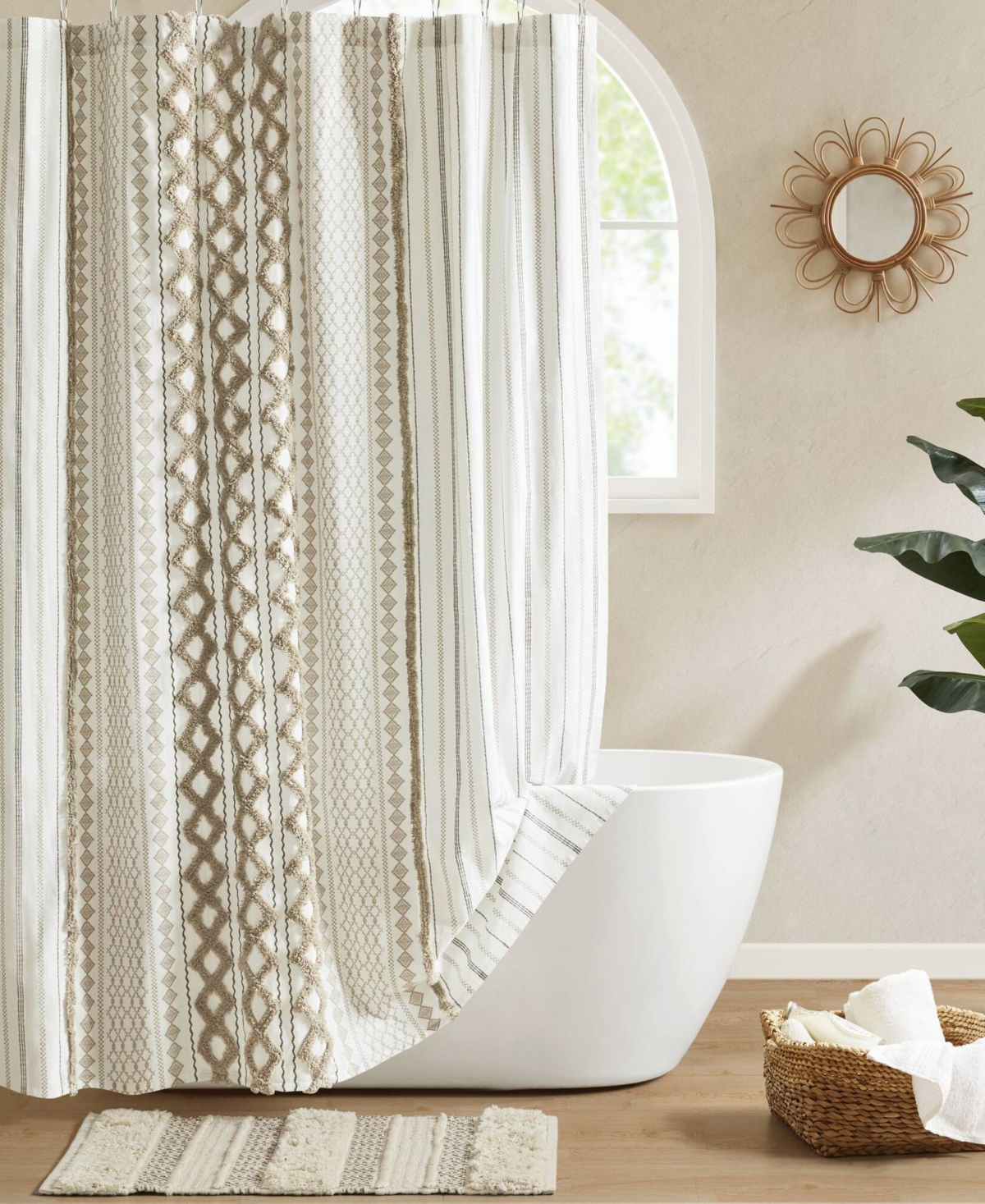 Click here for Ink+Ivy Imani Stripe Cotton Chenille Shower Curtai... prices