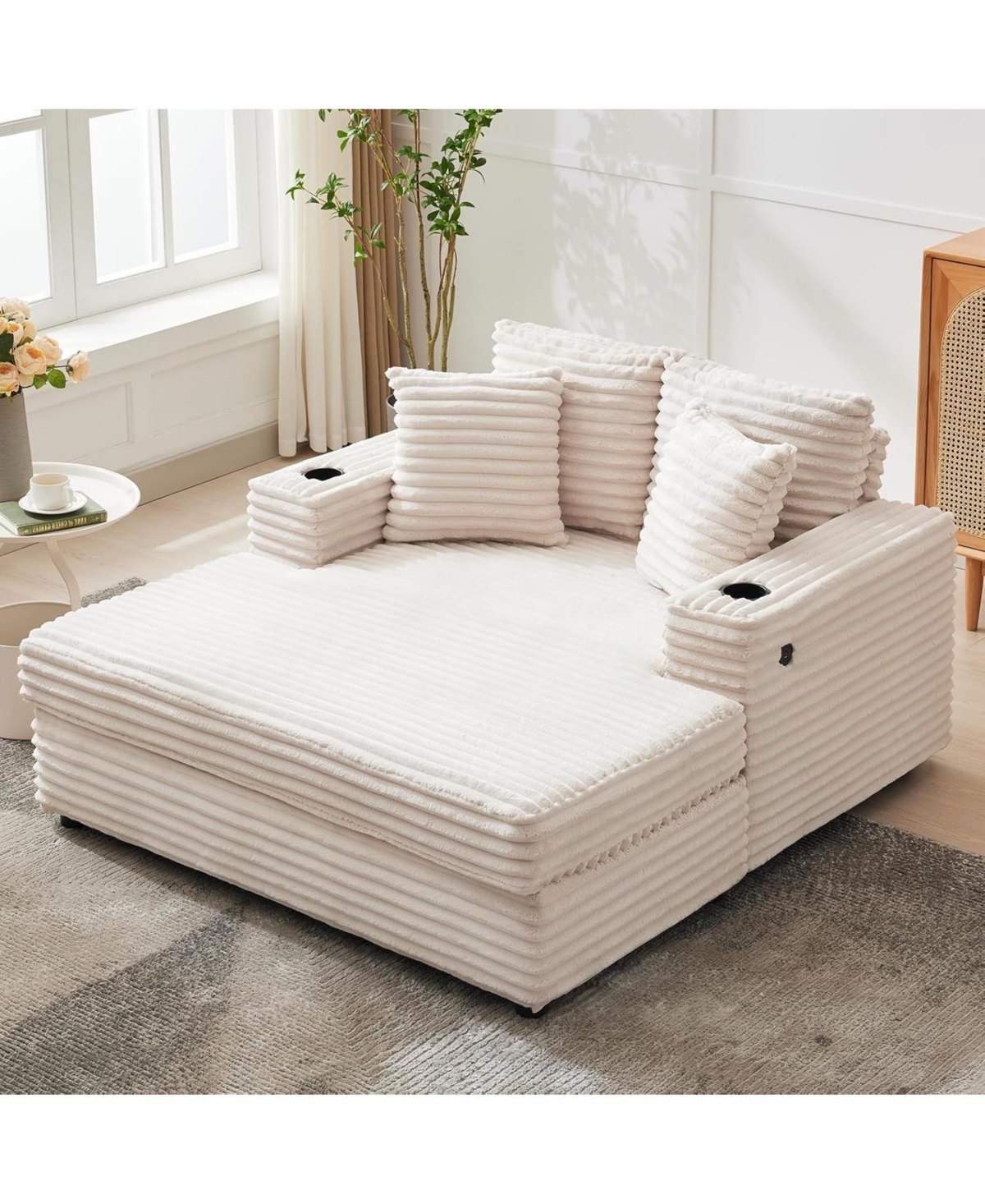 Click here for gaomon 60 Oversized Corduroy Chaise Lounge Indoor... prices