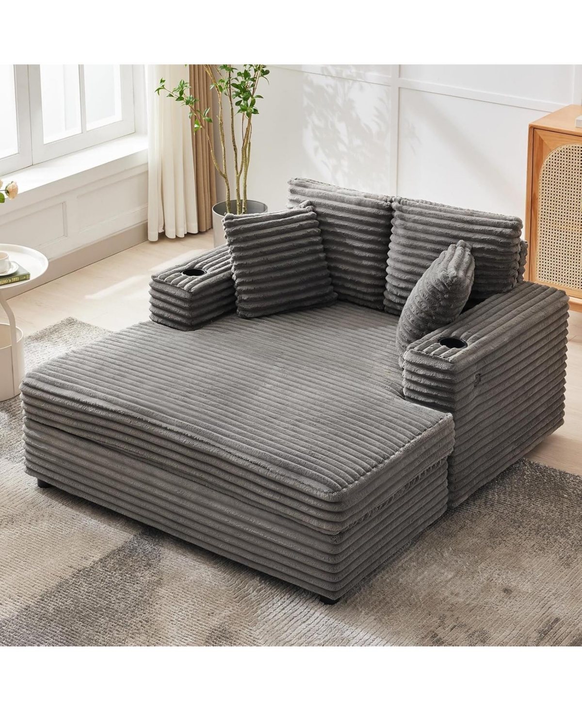 Click here for gaomon 60 Oversized Corduroy Chaise Lounge Indoor... prices