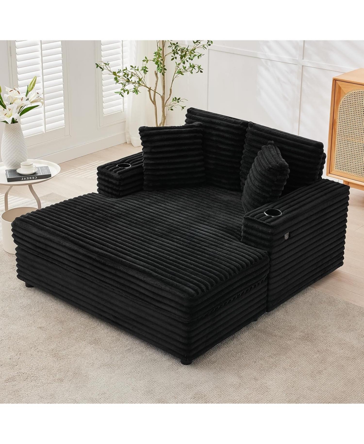 Click here for gaomon 60 Oversized Corduroy Chaise Lounge Indoor... prices