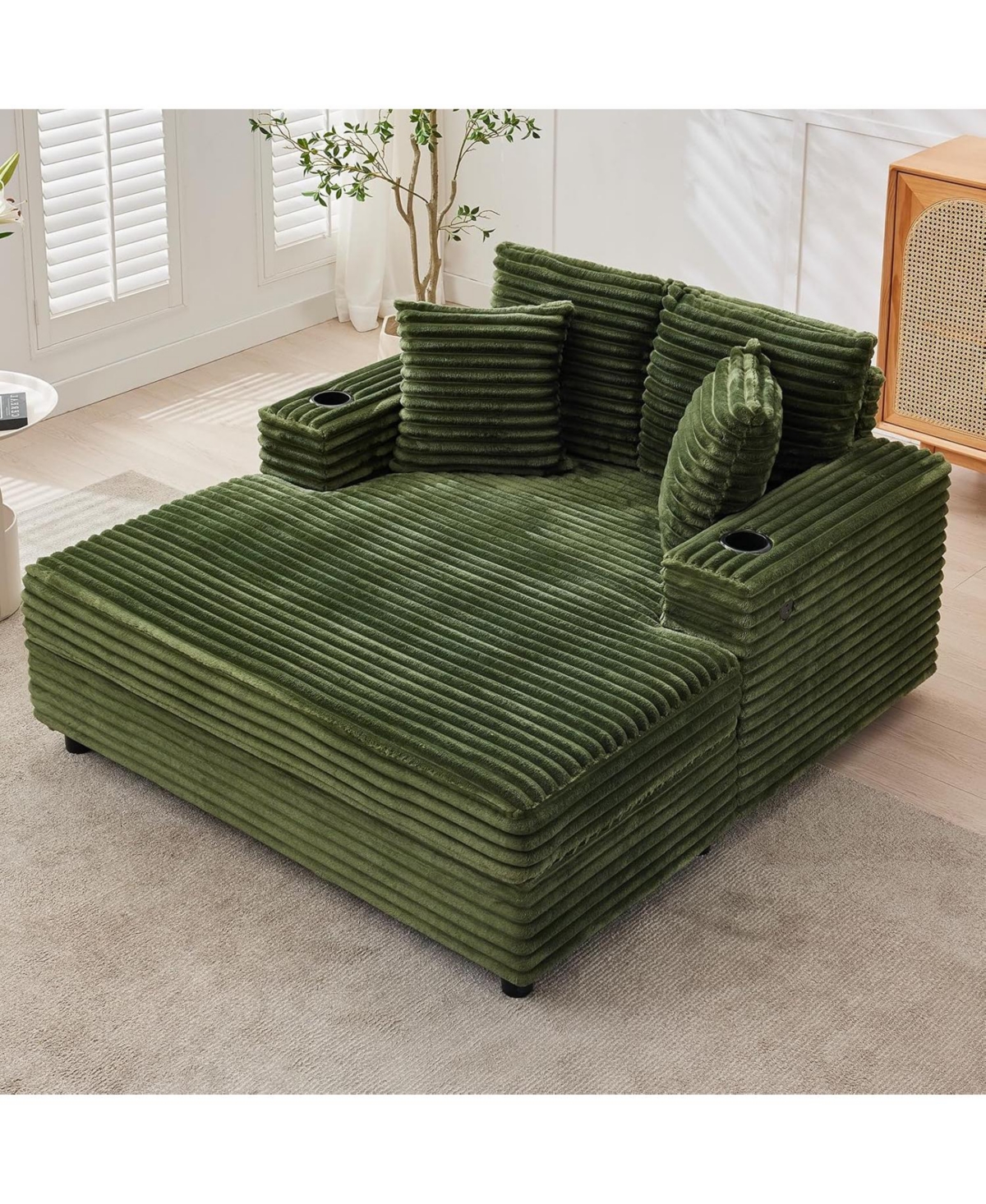 Click here for gaomon 60 Oversized Corduroy Chaise Lounge Indoor... prices