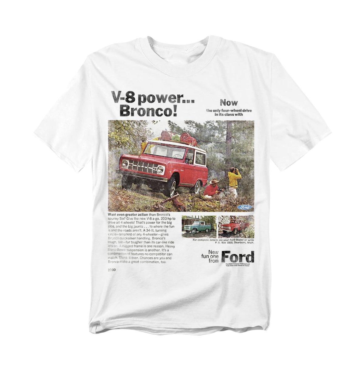 Click here for Mustang Mens Ford Bronco Advert T-Shirt - White prices