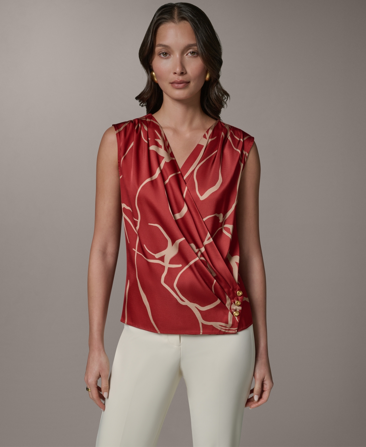 Click here for Donna Karan New York Womens Faux Wrap V-Neck Top -... prices