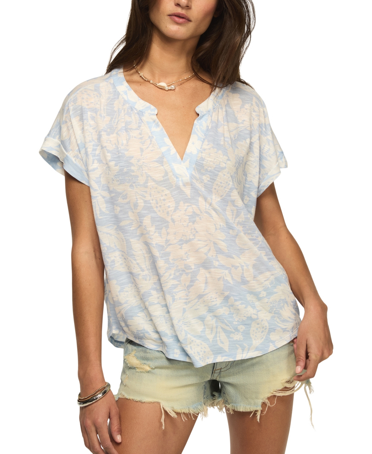 Click here for Lucky Brand Womens Sandwash Short-Sleeve Top - Blu... prices