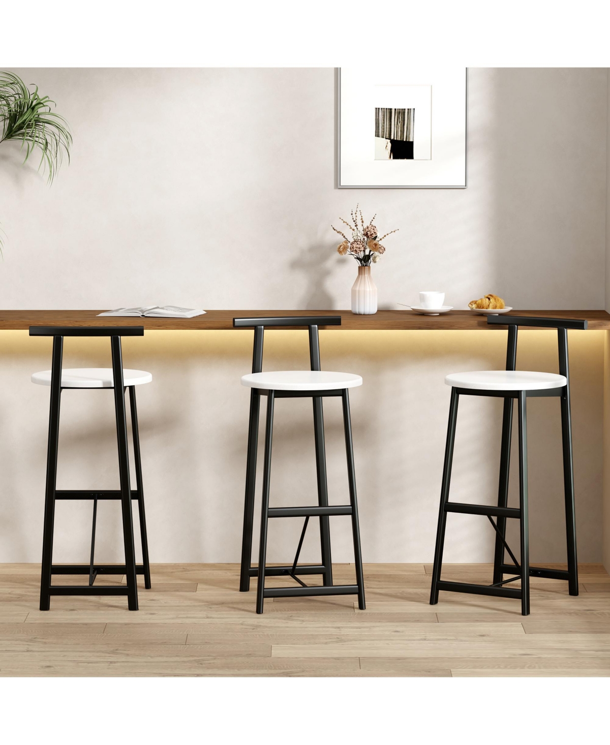 Click here for flynama Metal Counter Bar Stools Set of 3 with Bac... prices
